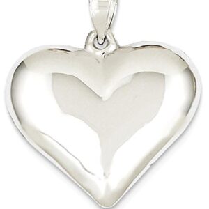 IceCarats 14K White Gold Heart Necklace Love Pendant Charm 26mm x 21mm Only