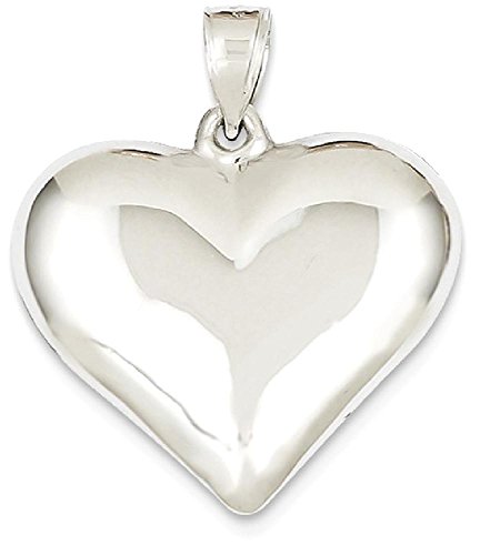 IceCarats 14K White Gold Heart Necklace Love Pendant Charm 26mm x 21mm Only