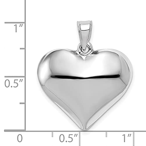 IceCarats 14K White Gold Heart Necklace Love Pendant Charm 26mm x 21mm Only