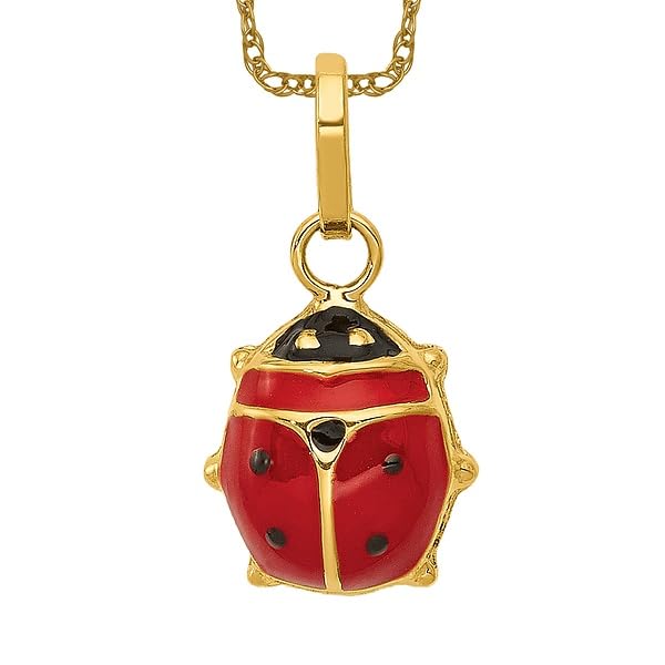 IceCarats 14K Yellow Gold Ladybug Necklace Charm Pendant Only