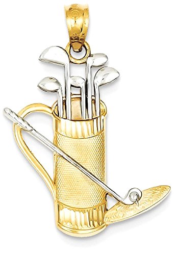 IceCarats 14K Yellow Gold Golf Bag Necklace Charm Sports Pendant Only