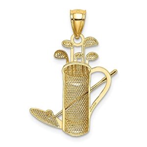 IceCarats 14K Yellow Gold Golf Bag Necklace Charm Sports Pendant Only