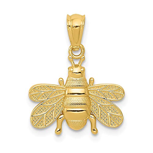 IceCarats 14K Yellow Gold Queen Bumble Bee Necklace Honeybee Pendant Beekeeper Charm Only