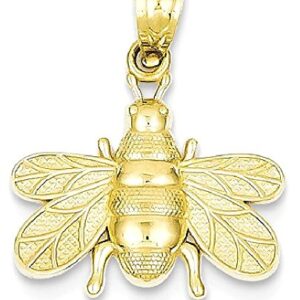 IceCarats 14K Yellow Gold Queen Bumble Bee Necklace Honeybee Pendant Beekeeper Charm Only