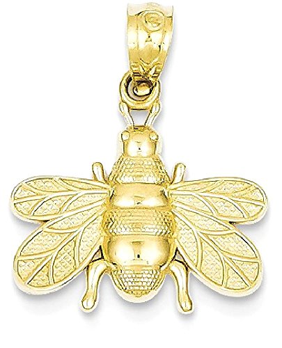 IceCarats 14K Yellow Gold Queen Bumble Bee Necklace Honeybee Pendant Beekeeper Charm Only