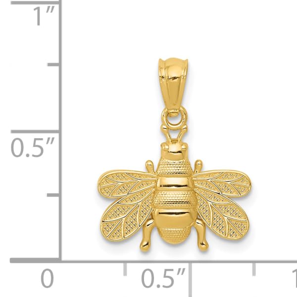 IceCarats 14K Yellow Gold Queen Bumble Bee Necklace Honeybee Pendant Beekeeper Charm Only