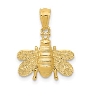 IceCarats 14K Yellow Gold Queen Bumble Bee Necklace Honeybee Pendant Beekeeper Charm Only