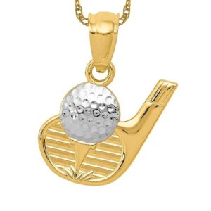 icecarats 14k yellow gold golf necklace charm sports pendant 16mm x 12mm only