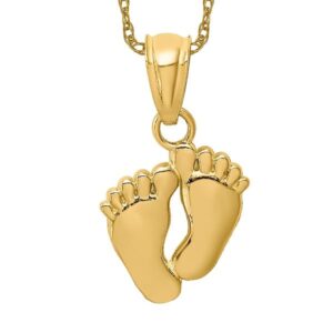 icecarats 14k yellow gold small feet necklace charm pendant only