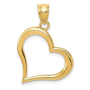 icecarats 14k yellow gold dangling heart necklace love pendant charm 25mm x 19mm only