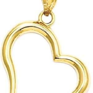 IceCarats 14K Yellow Gold Dangling Heart Necklace Love Pendant Charm 25mm x 19mm Only