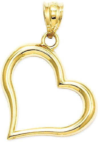 IceCarats 14K Yellow Gold Dangling Heart Necklace Love Pendant Charm 25mm x 19mm Only