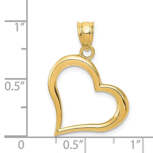 IceCarats 14K Yellow Gold Dangling Heart Necklace Love Pendant Charm 25mm x 19mm Only