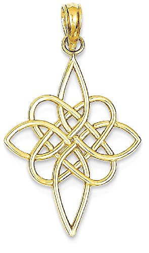 IceCarats 14K Yellow Gold Heart Claddagh Celtic Love Knot Necklace Charm Pendant Irish Jewelry Only