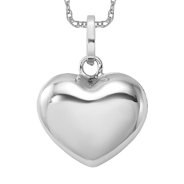 IceCarats 14K White Gold Heart Necklace Love Pendant Charm Only