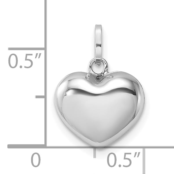 IceCarats 14K White Gold Heart Necklace Love Pendant Charm Only