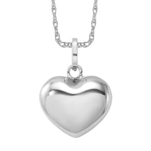 IceCarats 14K White Gold Heart Necklace Love Pendant Charm Only