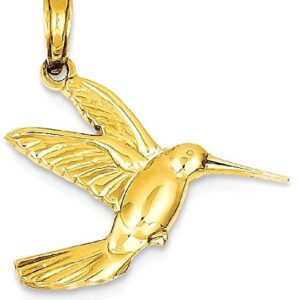 IceCarats 14K Yellow Gold Hummingbird Necklace Bird Pendant Charm 22mm x 21mm Only