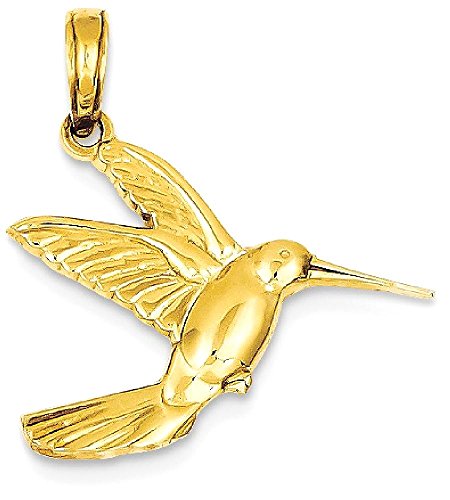 IceCarats 14K Yellow Gold Hummingbird Necklace Bird Pendant Charm 22mm x 21mm Only