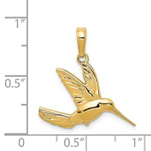 IceCarats 14K Yellow Gold Hummingbird Necklace Bird Pendant Charm 22mm x 21mm Only