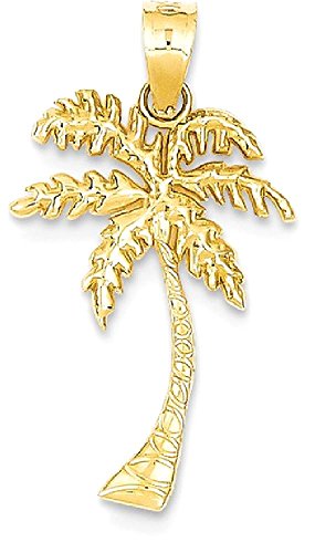 IceCarats 14K Yellow Gold Small Palm Tree Necklace Summer Beach Pendant Tropical Charm Only