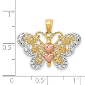 IceCarats 14K Two Tone Gold White Butterfly Wings Necklace Charm Pendant Only