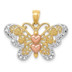 IceCarats 14K Two Tone Gold White Butterfly Wings Necklace Charm Pendant Only