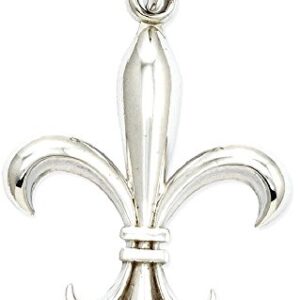 IceCarats 14K White Gold French Fleur De Lis Lily Flower Necklace Religious Pendant Saint Charm 30mm x 15mm Only