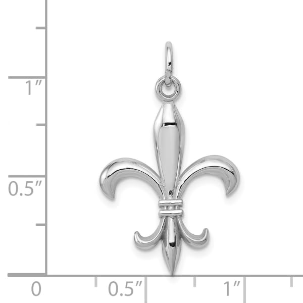 IceCarats 14K White Gold French Fleur De Lis Lily Flower Necklace Religious Pendant Saint Charm 30mm x 15mm Only