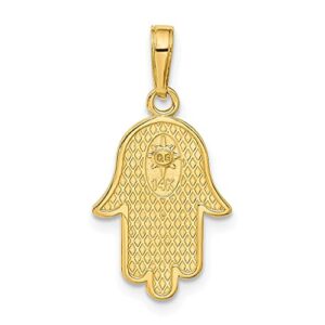 14K Yellow Gold Jewish Hand of God Star David Magen Necklace Judaica Religious Pendant Israel Charm 25mm x 12mm Only