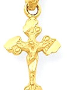 IceCarats 10K Yellow Gold Tiny Lord Jesus Christ Crucifix Holy Cross Necklace Religious Pendant Charm Only