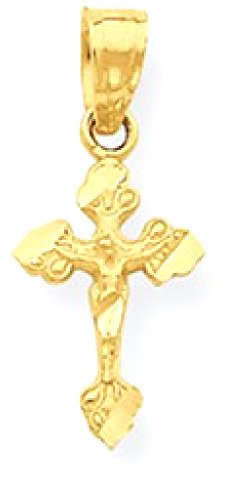 IceCarats 10K Yellow Gold Tiny Lord Jesus Christ Crucifix Holy Cross Necklace Religious Pendant Charm Only