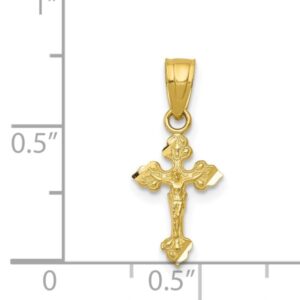 IceCarats 10K Yellow Gold Tiny Lord Jesus Christ Crucifix Holy Cross Necklace Religious Pendant Charm Only