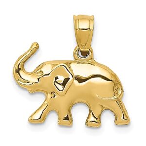 icecarats 14k yellow gold elephant necklace charm pendant 18mm x 17mm only