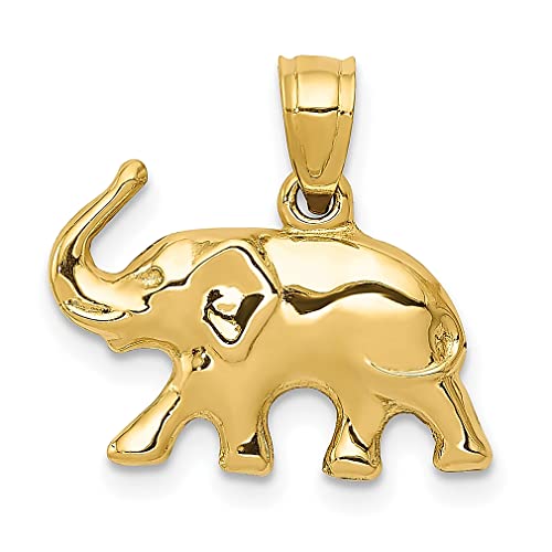 IceCarats 14K Yellow Gold Elephant Necklace Charm Pendant 18mm x 17mm Only