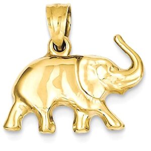 IceCarats 14K Yellow Gold Elephant Necklace Charm Pendant 18mm x 17mm Only