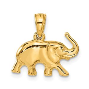 IceCarats 14K Yellow Gold Elephant Necklace Charm Pendant 18mm x 17mm Only