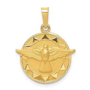 icecarats 14k yellow gold holy spirit medal round necklace charm pendant only