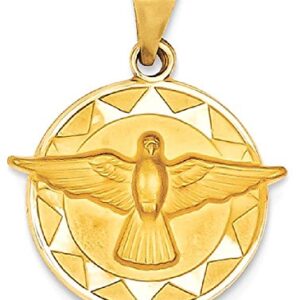 IceCarats 14K Yellow Gold Holy Spirit Medal Round Necklace Charm Pendant Only