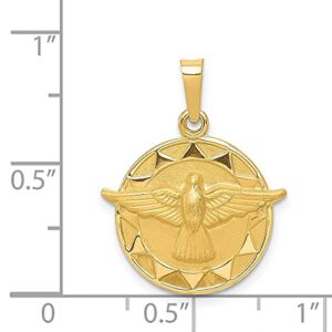 IceCarats 14K Yellow Gold Holy Spirit Medal Round Necklace Charm Pendant Only