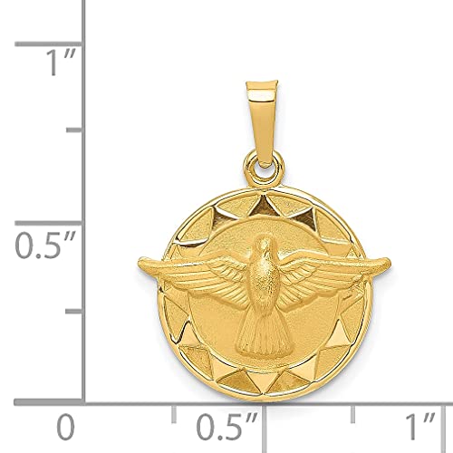 IceCarats 14K Yellow Gold Holy Spirit Medal Round Necklace Charm Pendant Only