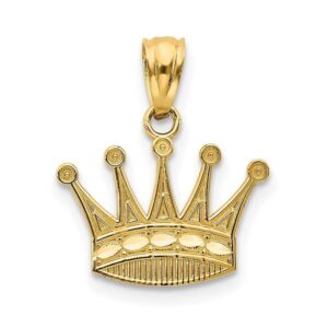 IceCarats 14K Yellow Gold Royal Princess Crown Necklace Charm Pendant 18mm x 15mm Only