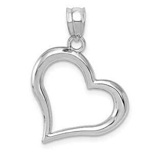 icecarats 14k white gold heart necklace love pendant charm 25mm x 19mm only