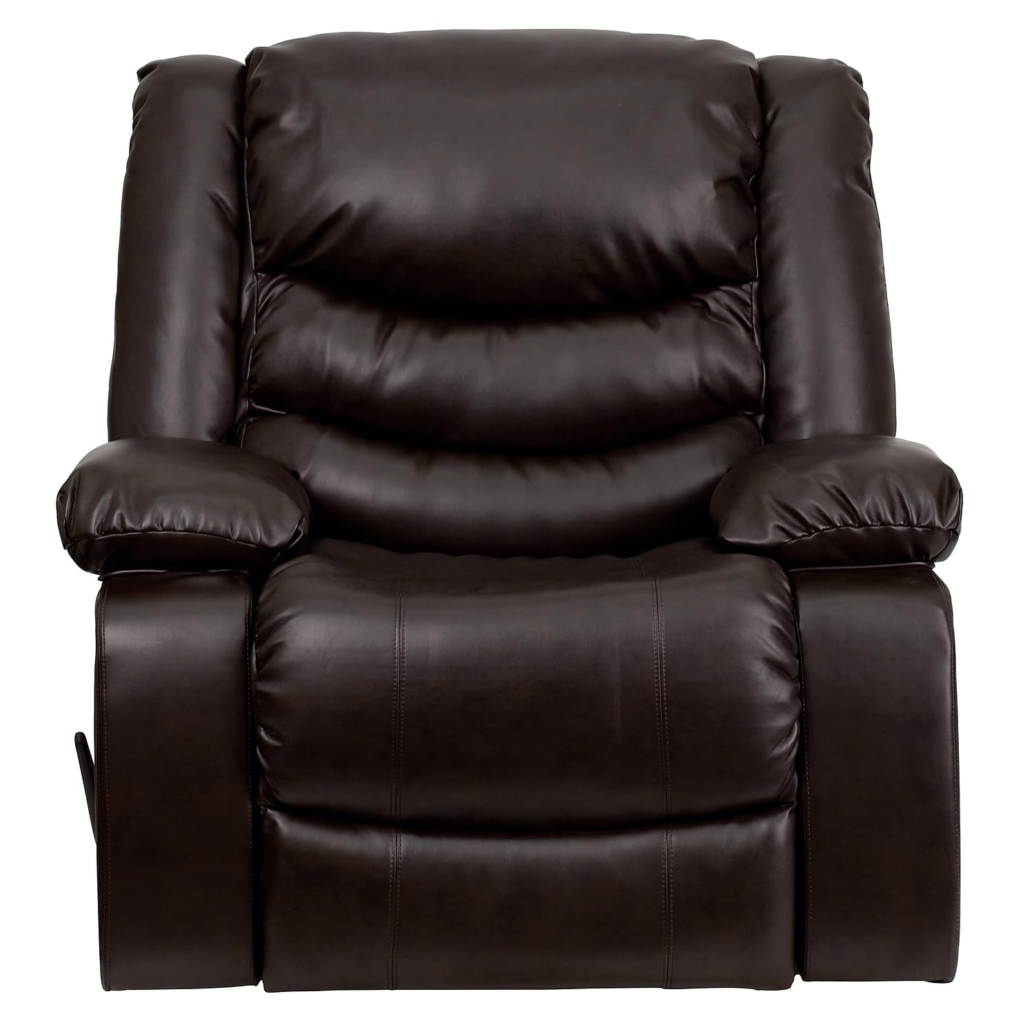 Flash Furniture Plush Brown LeatherSoft Lever Rocker Recliner with Padded Arms