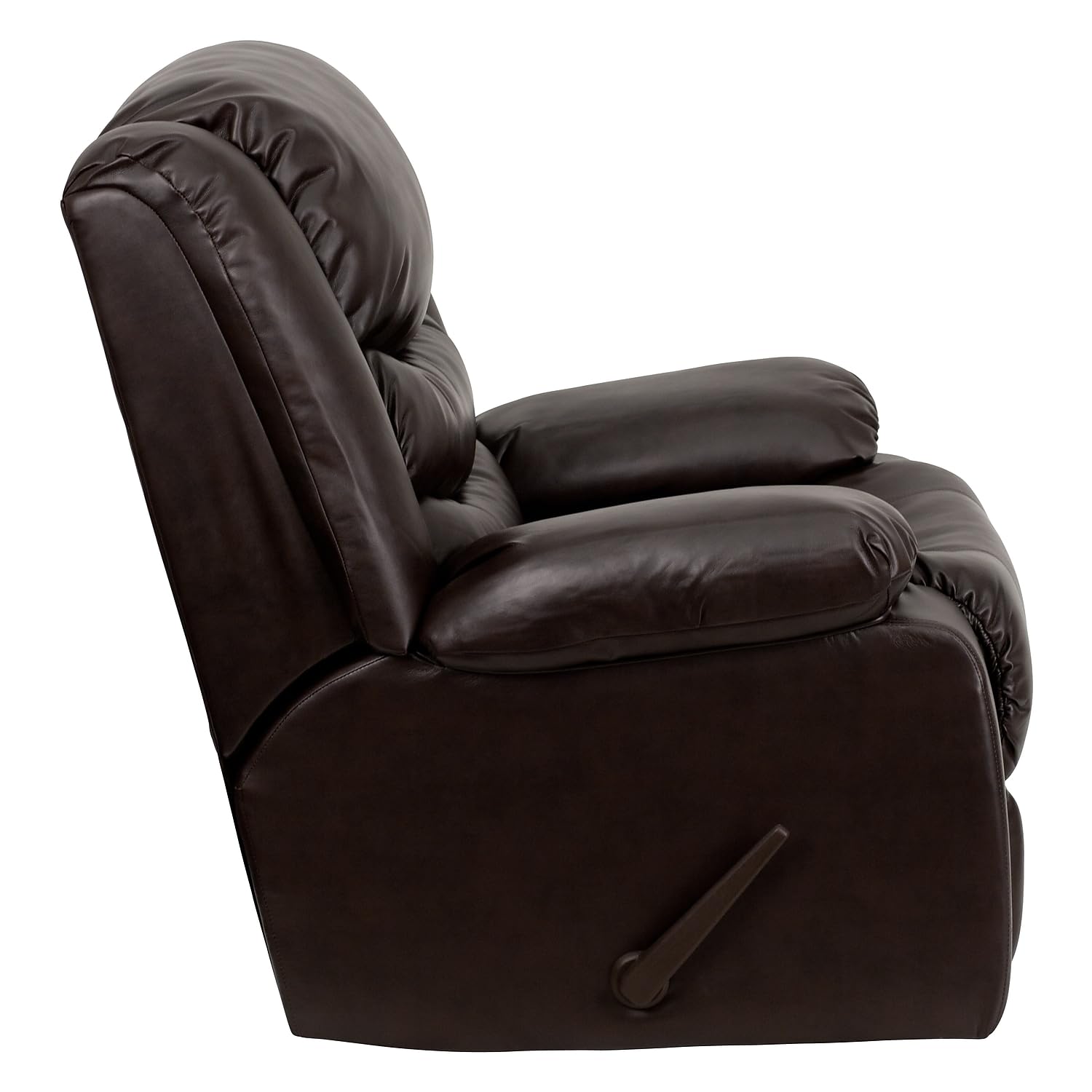 Flash Furniture Plush Brown LeatherSoft Lever Rocker Recliner with Padded Arms