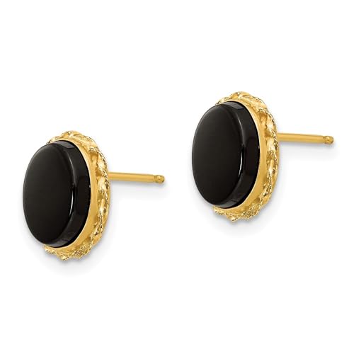 14K Yellow Gold Black Onyx Stud Earrings