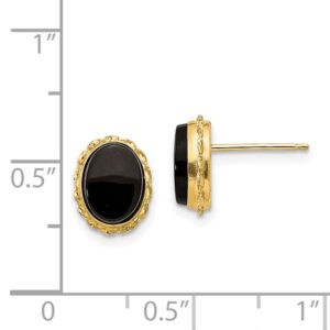 14K Yellow Gold Black Onyx Stud Earrings