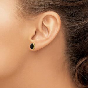 14K Yellow Gold Black Onyx Stud Earrings