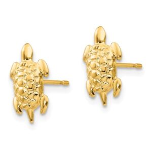 14k yellow gold sea turtle earrings