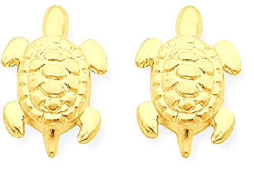 14K Yellow Gold Sea Turtle Earrings